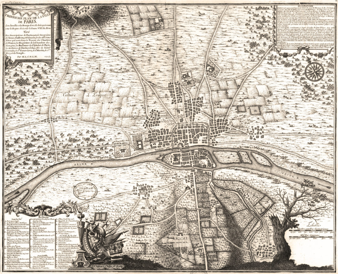 Old Map of Paris Circa 1180
