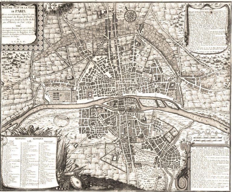 Old Map of Paris Circa 1422